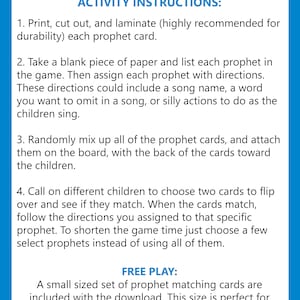 LDS Prophet Matching Game, Latter-day Saint LDS Primary Singing Time ...