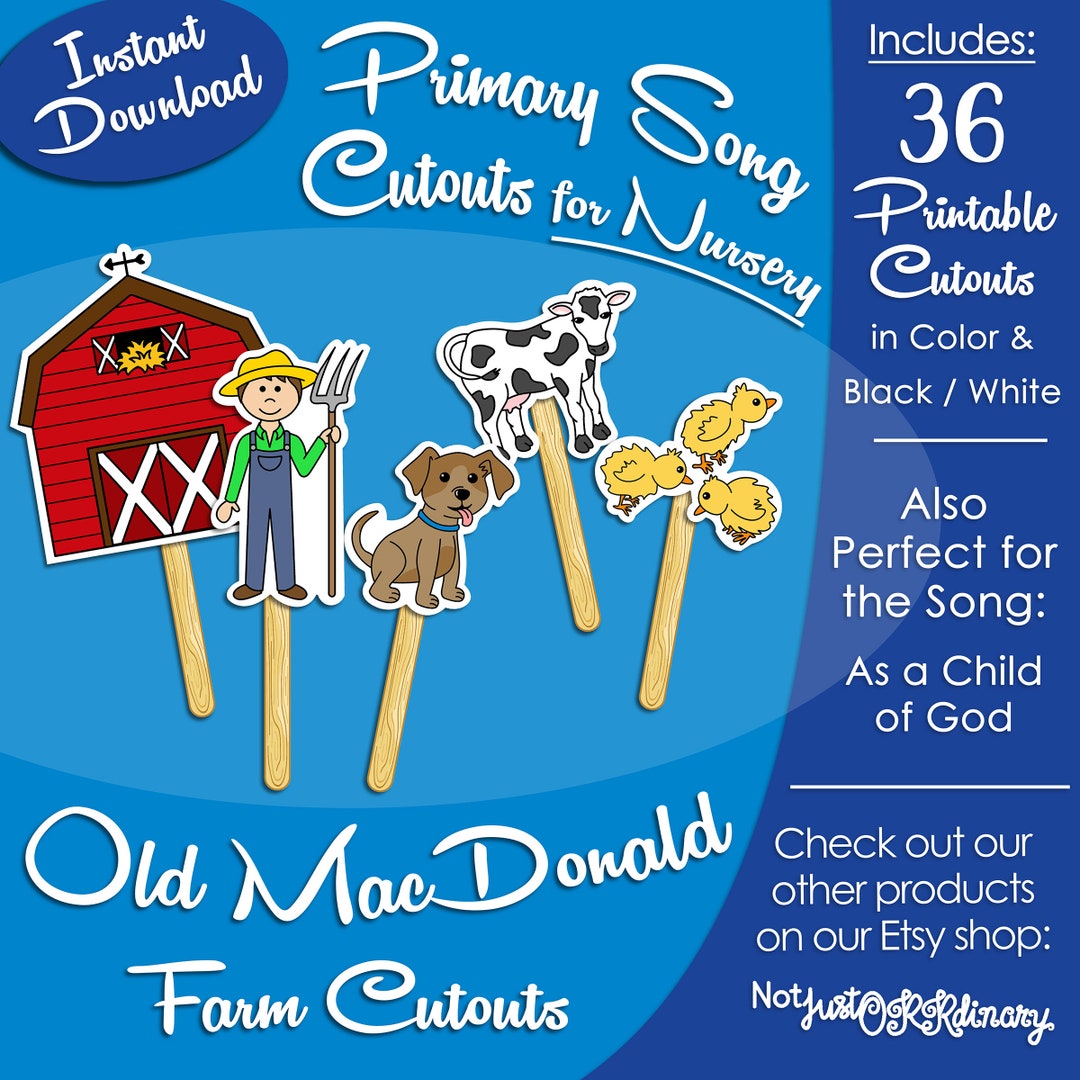 Old Macdonald Song Cutouts for NURSERY Latter-day Saint LDS - Etsy