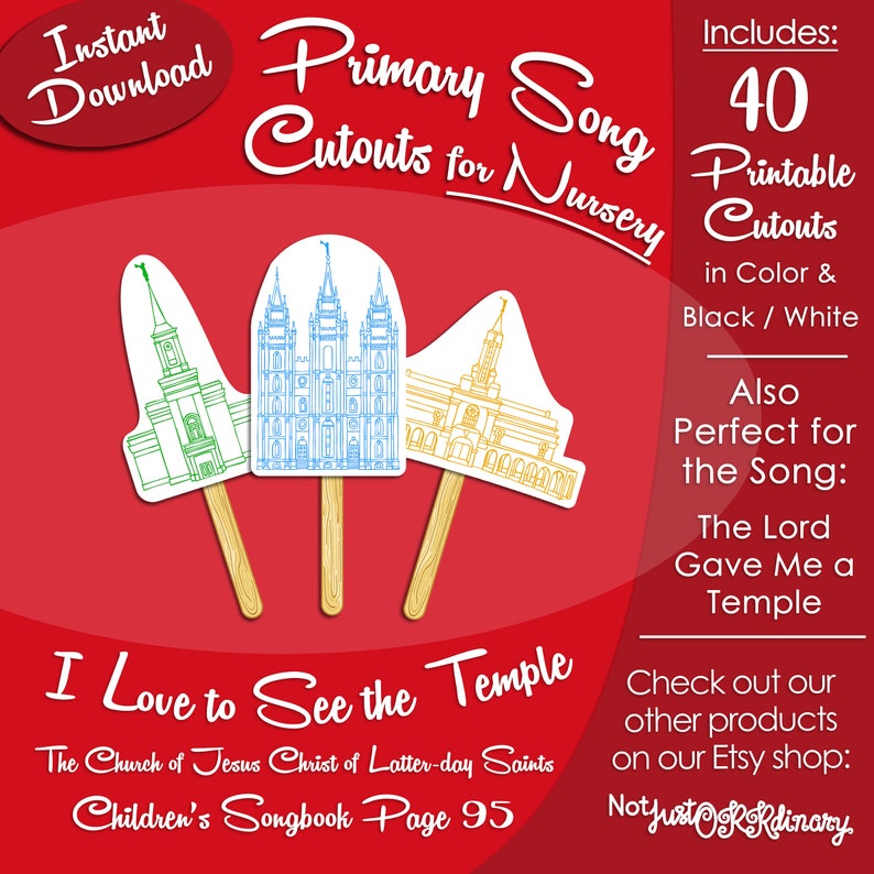 I Love to See the Temple Song Cutouts for NURSERY Latter-day - Etsy