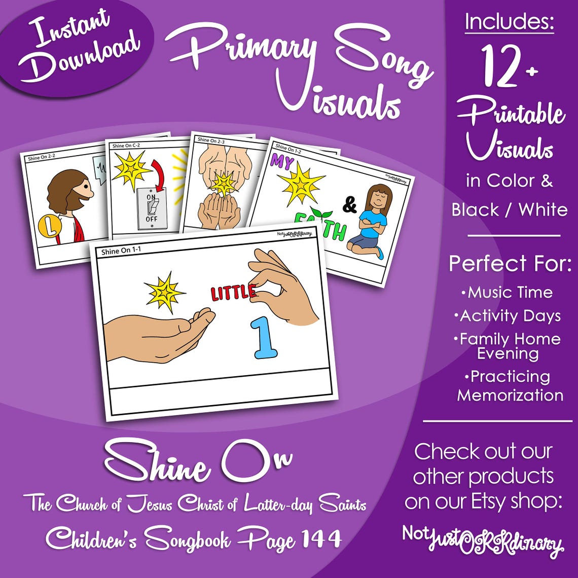 Shine on Song Visuals, LDS Primary Singing Time Pictures (printable ...