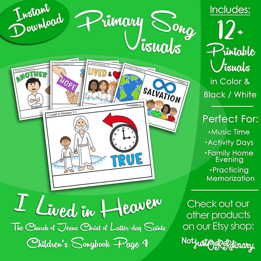 I Lived in Heaven Song Visuals, Latter-day Saint LDS Primary Singing ...