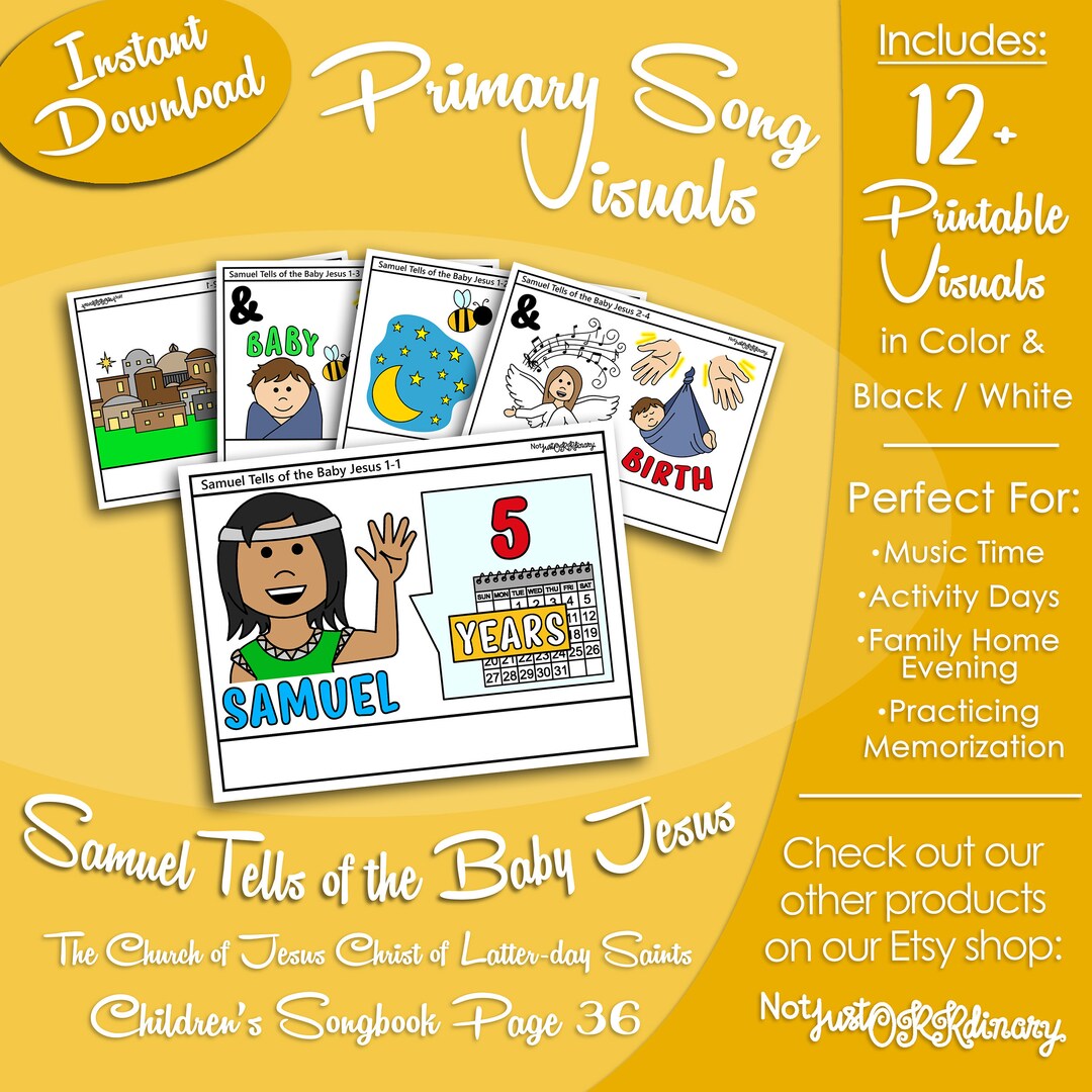 Samuel Tells of the Baby Jesus Song Visuals, LDS Primary Singing Time ...