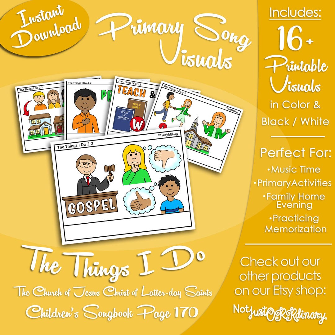 The Things I Do Song Visuals, LDS Primary Singing Time Pictures ...