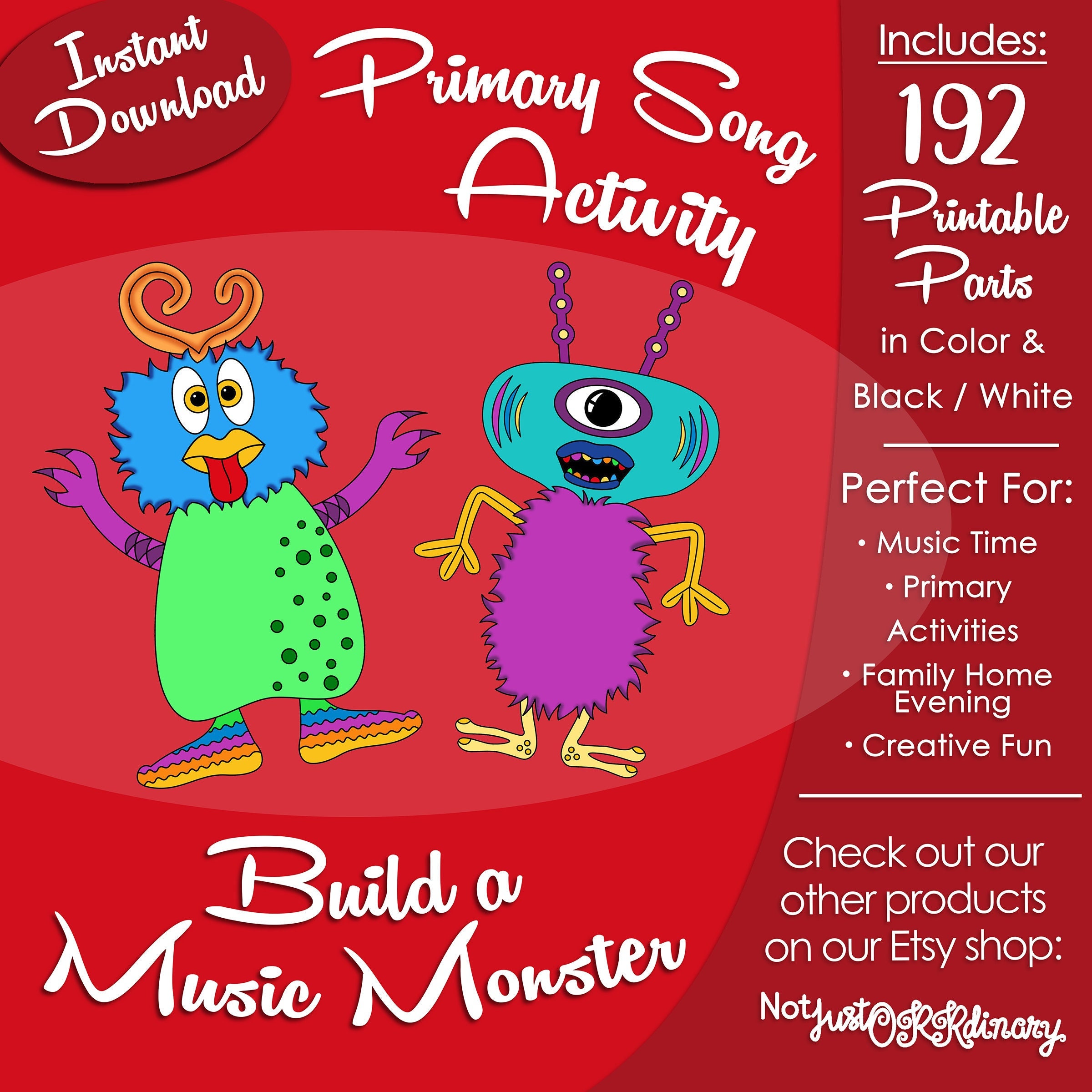 Build a Music Monster Latter-day Saint LDS Primary Singing | Etsy