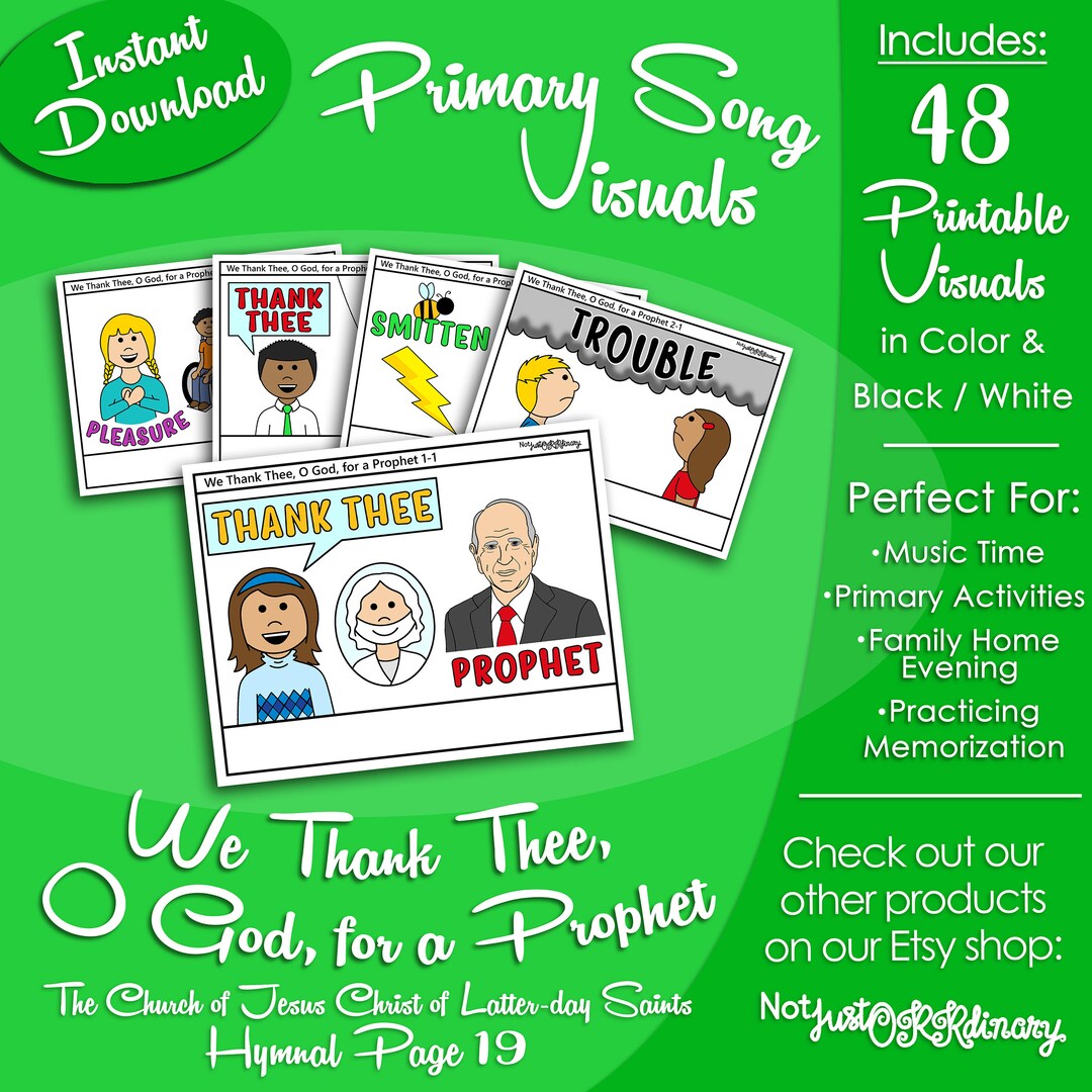 We Thank Thee, O God, for a Prophet Song, Latter-day Saint LDS Primary ...