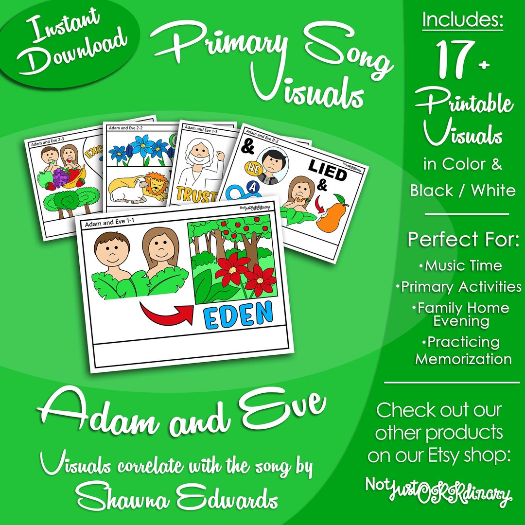 Adam and Eve Song Visuals, Shawna Edwards, LDS Primary Singing Time ...