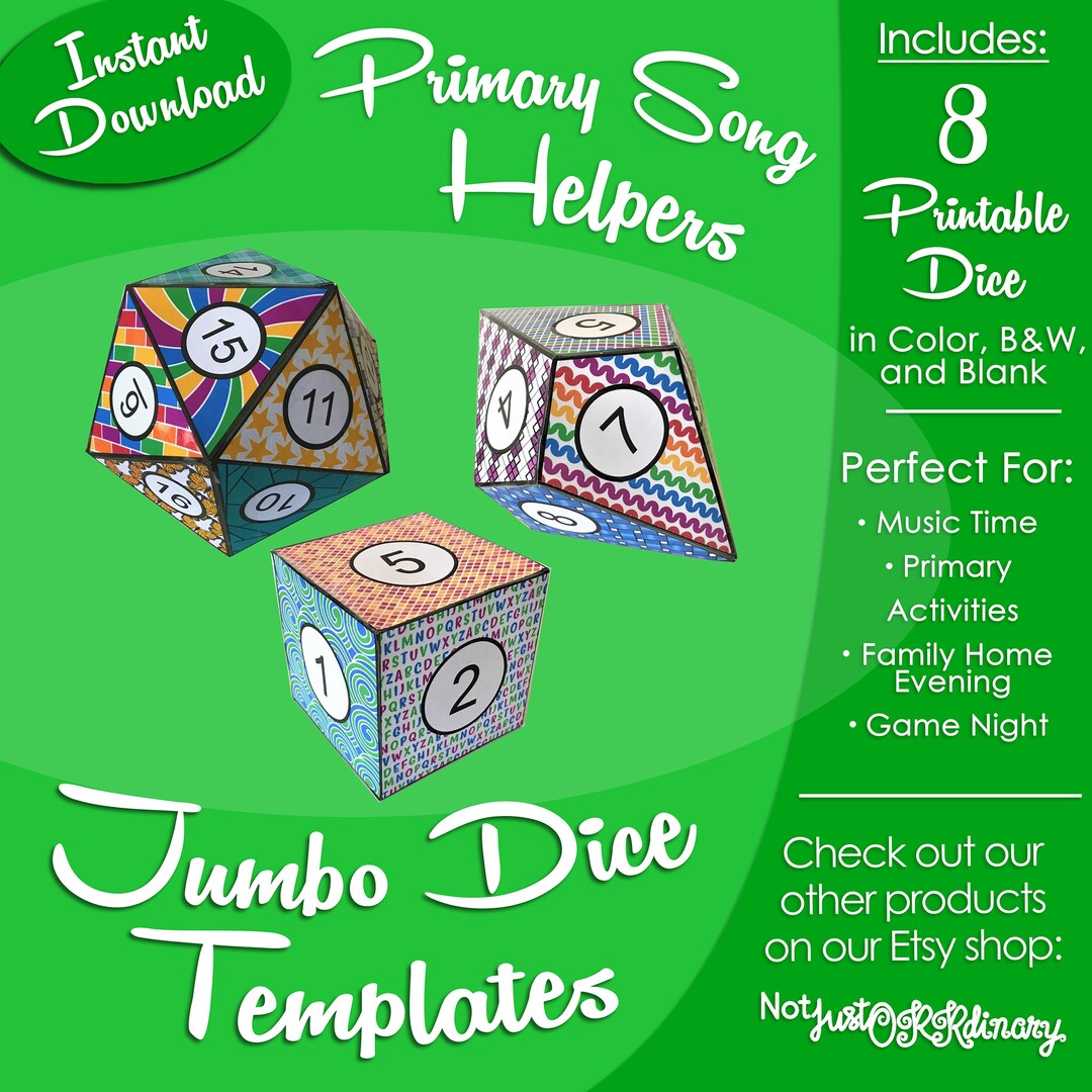 Jumbo Dice Templates, LDS Primary (printable Digital Download) - Etsy