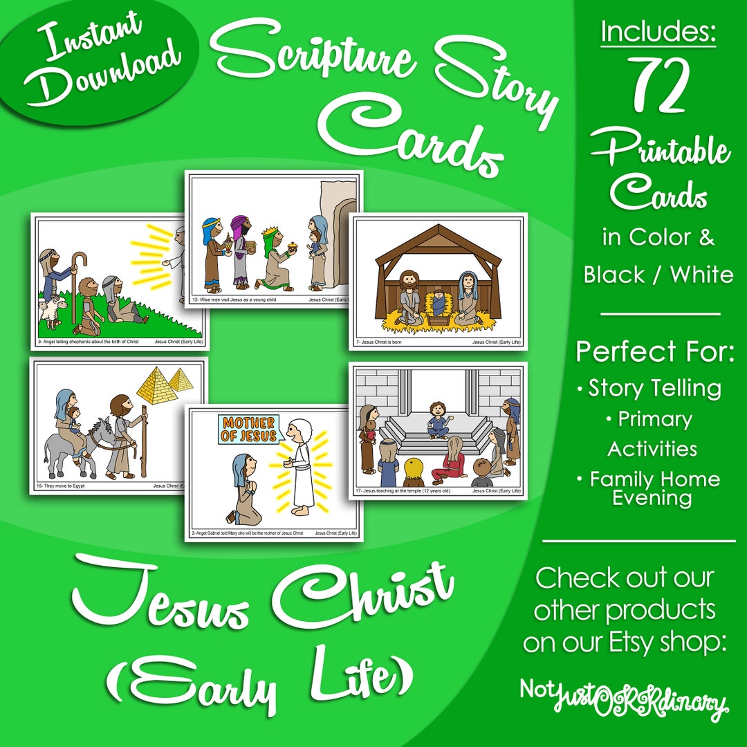 Jesus Christ early Life Story Cards, Latter-day Saint LDS Primary Story ...