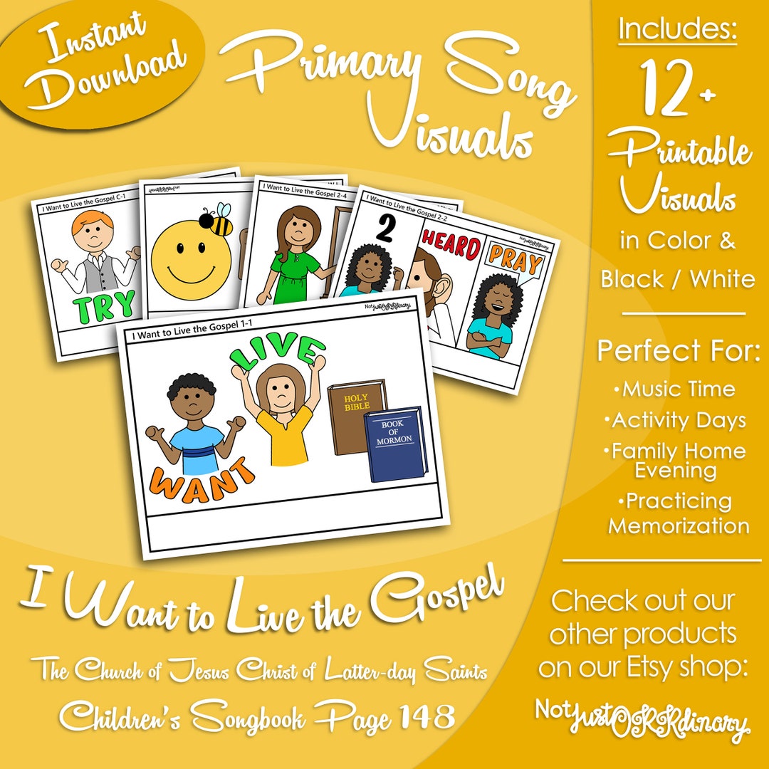 I Want to Live the Gospel Song Visuals, LDS Primary Singing Time ...