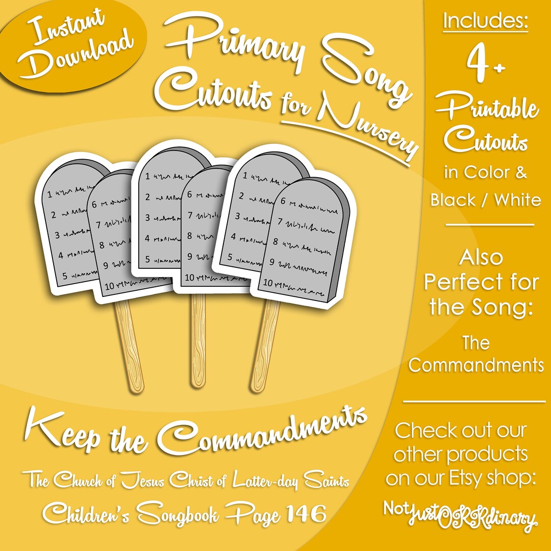 Keep the Commandments Song Cutouts for NURSERY, Latter-day Saint LDS ...