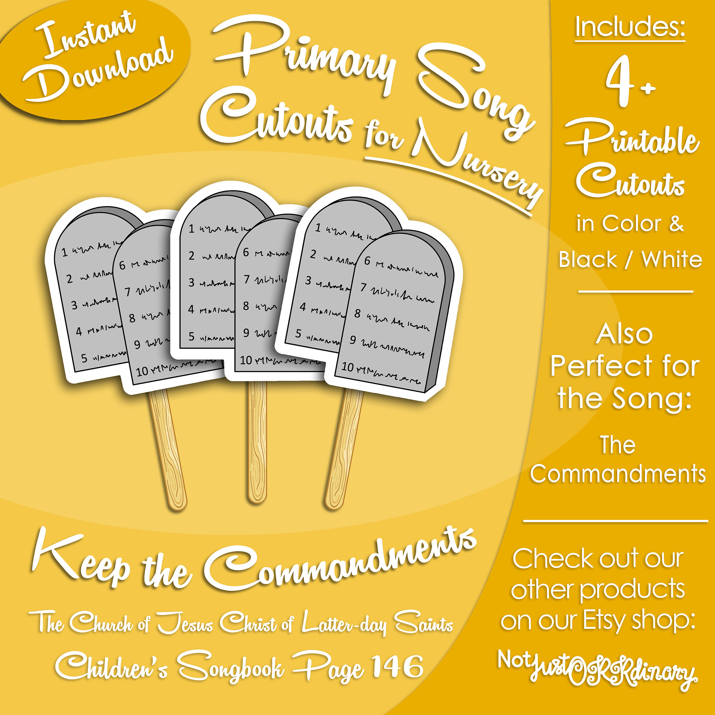 Keep the Commandments Song Cutouts for NURSERY, Latter-day Saint LDS ...