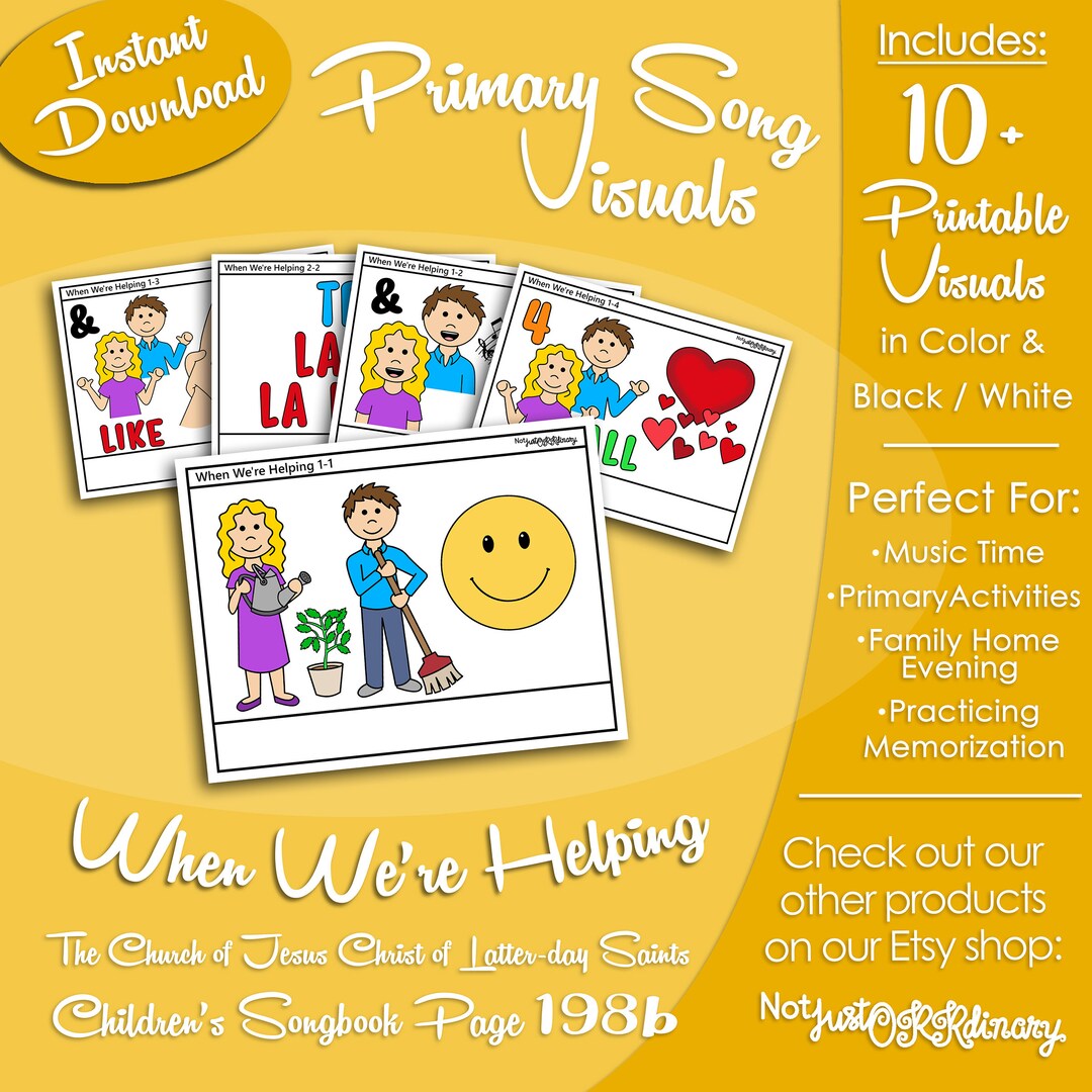 When We're Helping Song Visuals, Latter-day Saint LDS Primary Singing ...