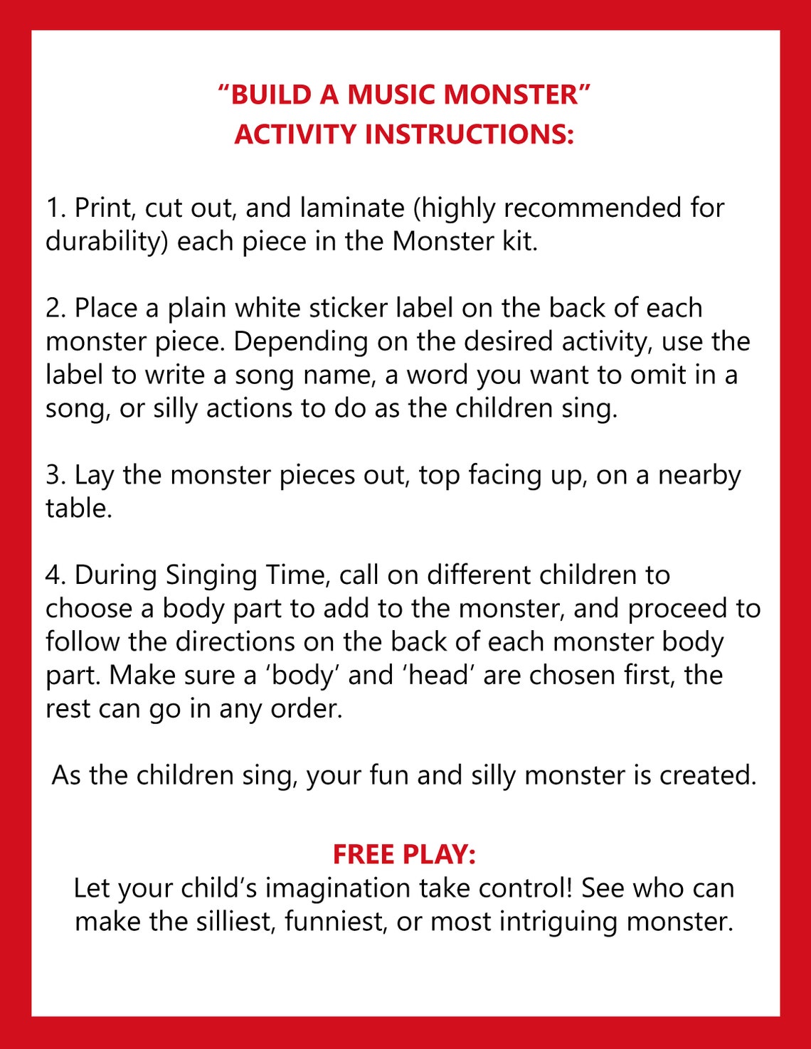 Build a Music Monster Game, LDS Primary Singing Time Activity ...