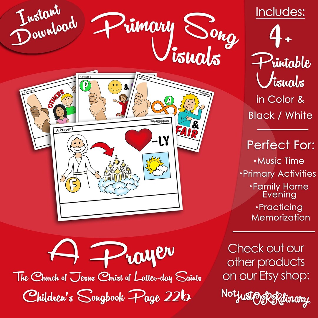 A Prayer Visuals, Latter-day Saint LDS Primary Singing Time, Printable ...