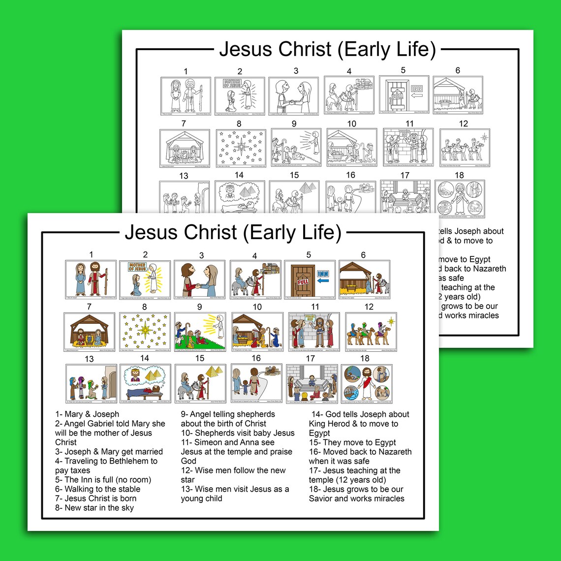 Jesus Christ early Life Story Cards, Latter-day Saint LDS Primary Story ...