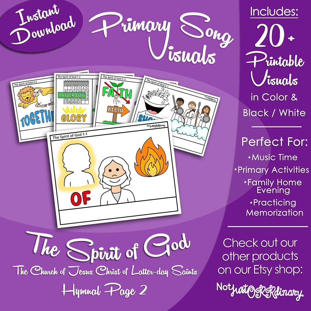 The Spirit of God Song Visuals, LDS Primary Singing Time Pictures ...