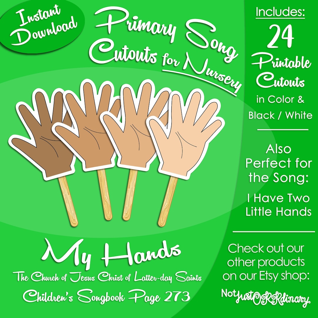 My Hands Song Cutouts for NURSERY Latter-day Saint LDS - Etsy