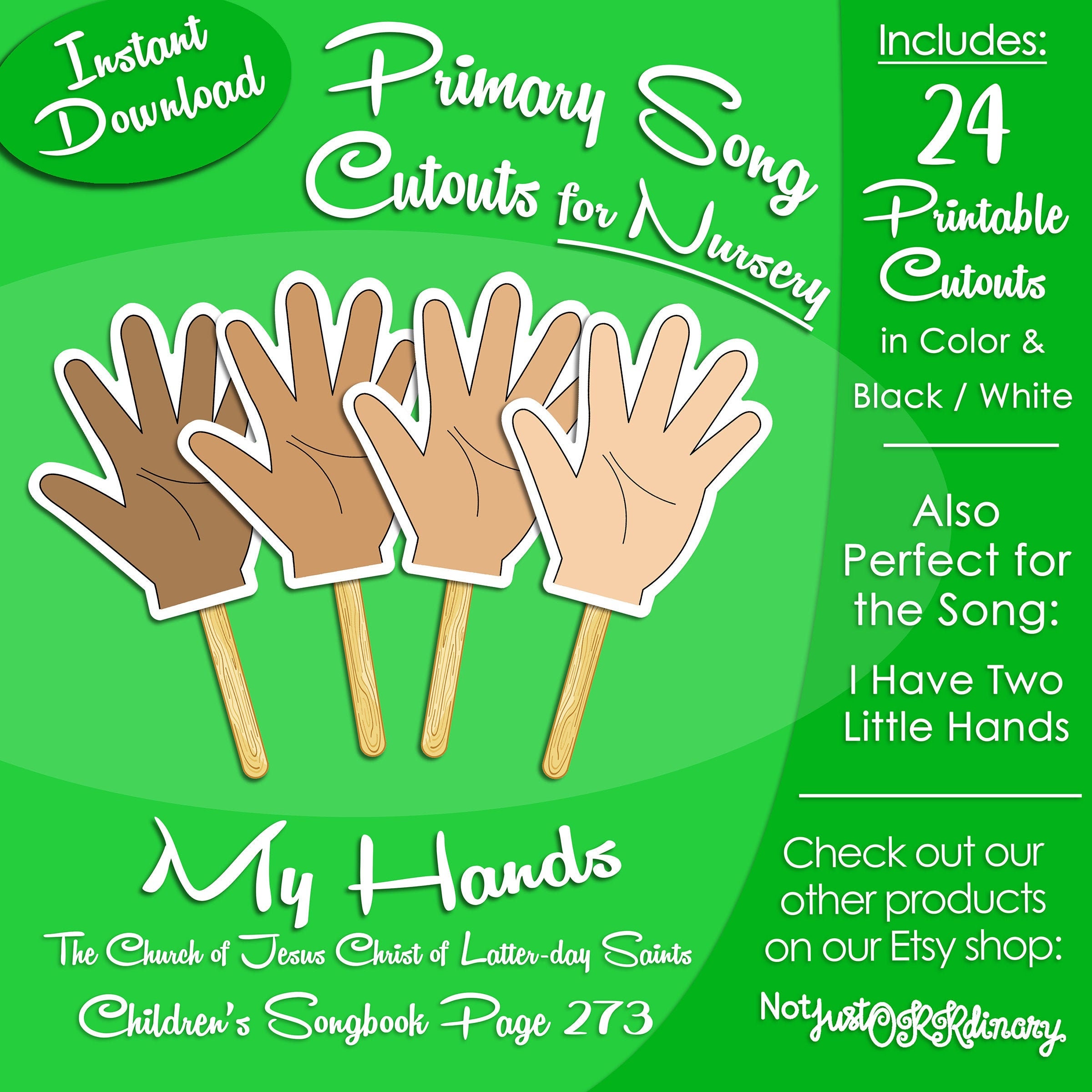 My Hands Song Cutouts for NURSERY Latter-day Saint LDS - Etsy