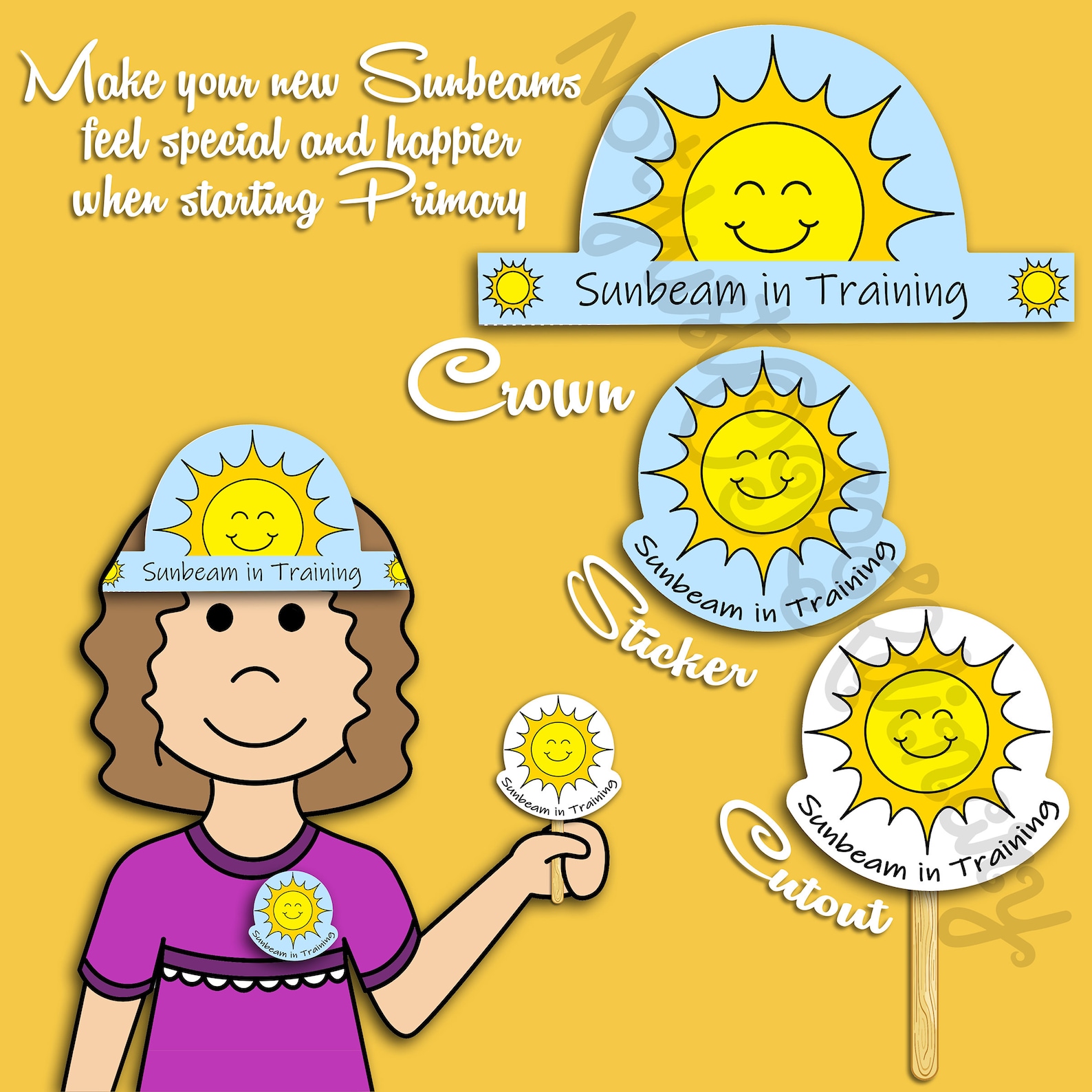Sunbeam in Training, Crown, Sticker, Cutout, Latter-day Saint LDS ...
