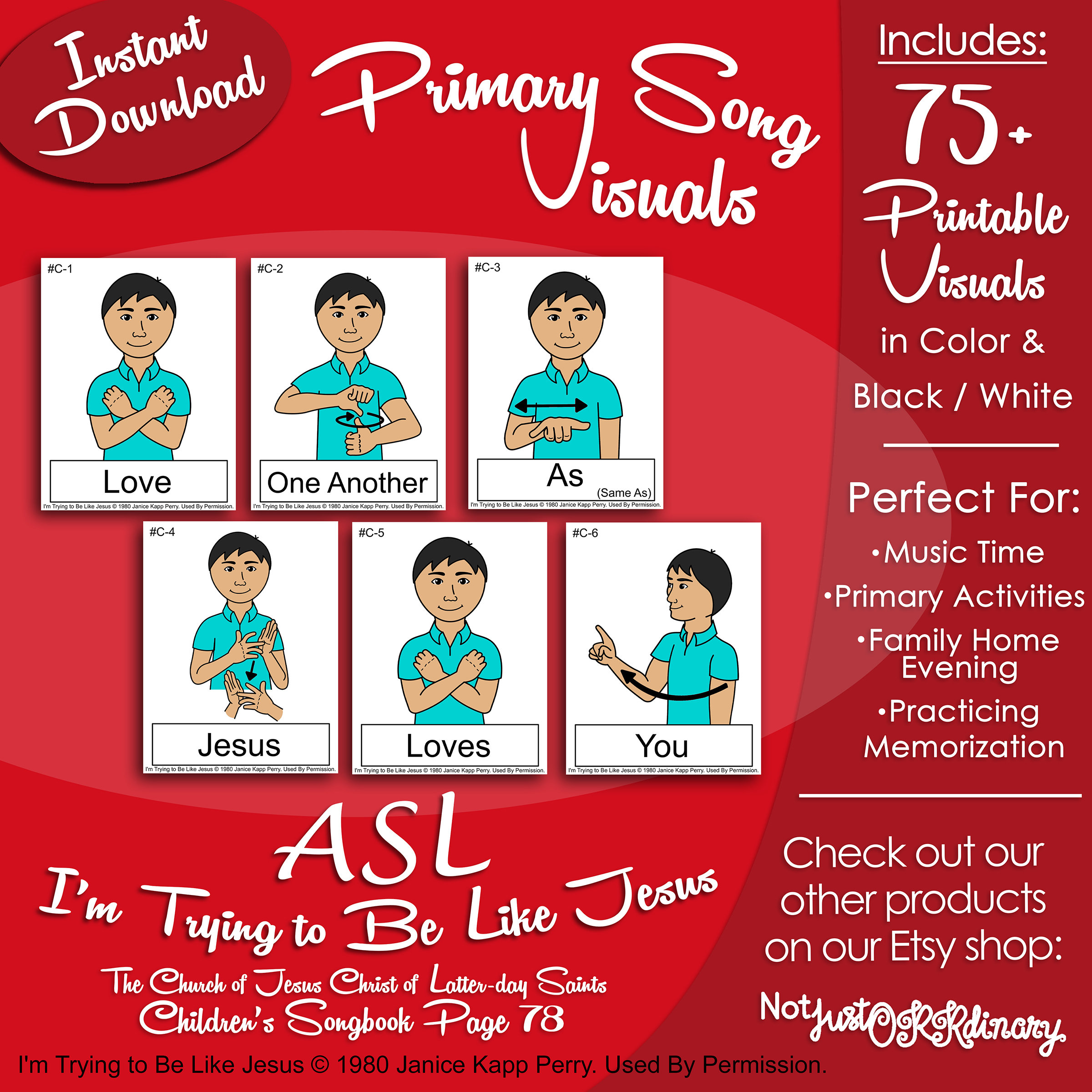 ASL I'm Trying to Be Like Jesus Song Visuals, LDS Primary Singing Time ...