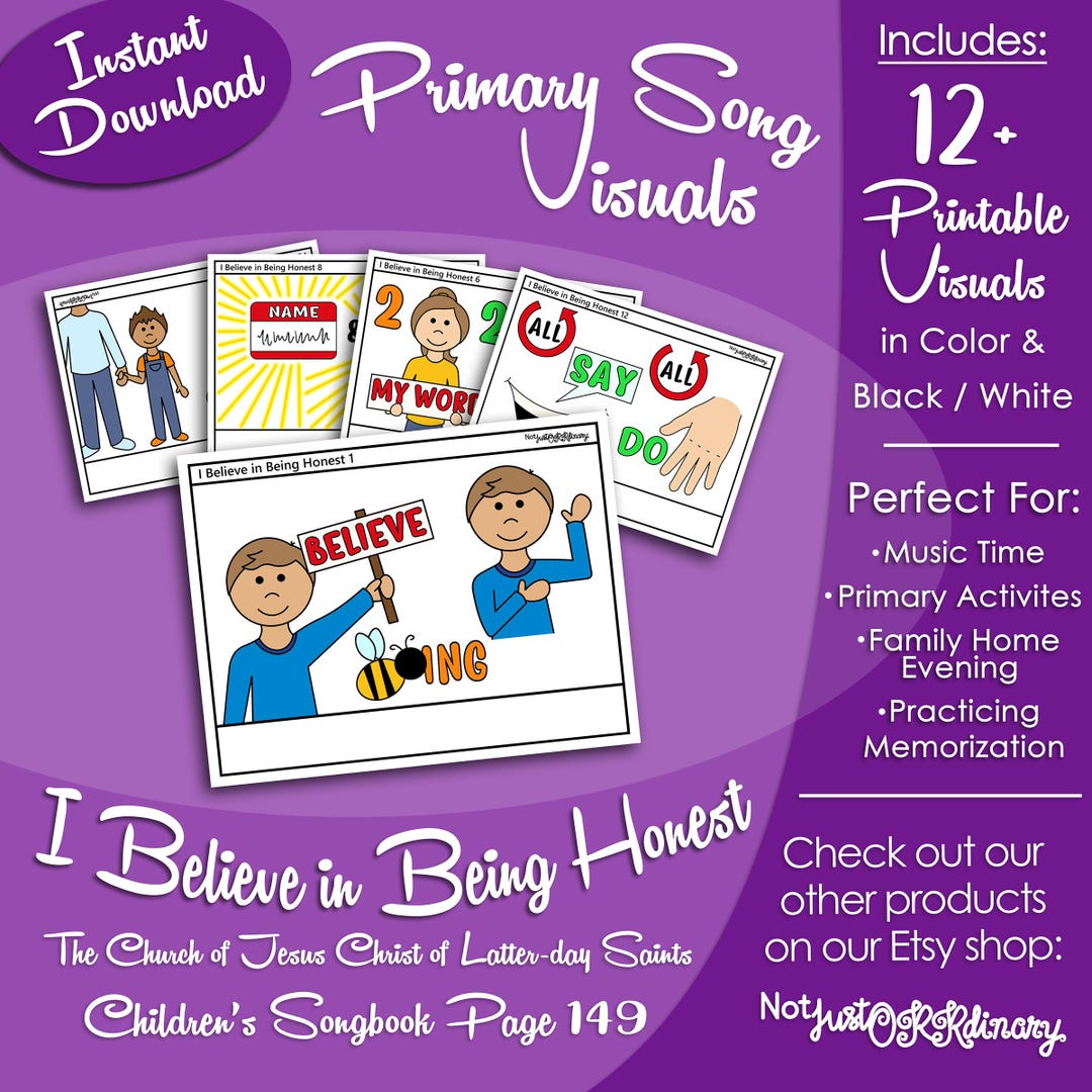 I Believe in Being Honest Song Visuals, Latter-day Saint LDS Primary ...