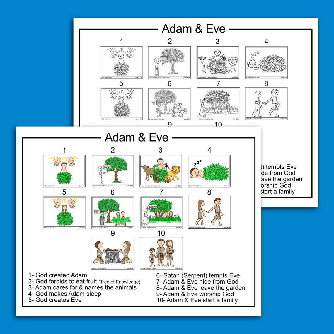 Adam & Eve Story Cards Latter-day Saint LDS Primary Story - Etsy