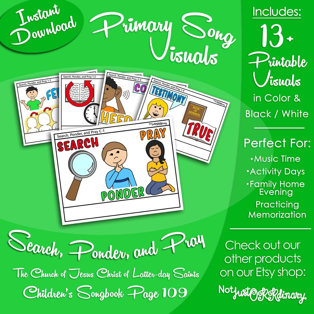 Search, Ponder, and Pray Song Visuals, Latter-day Saint LDS Primary ...