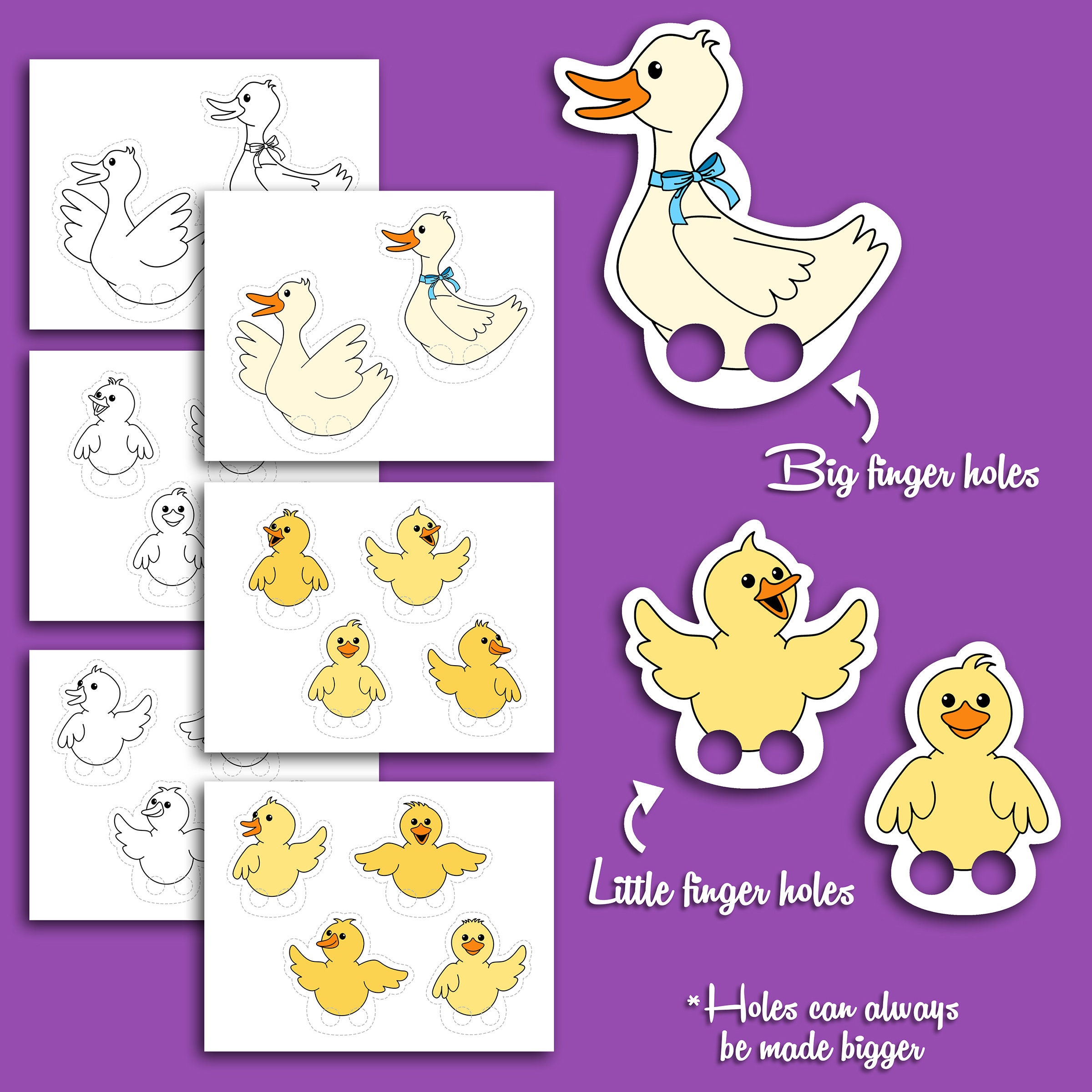 5 Little Ducks Finger Puppets, Song Cutouts for NURSERY, Latter-day ...