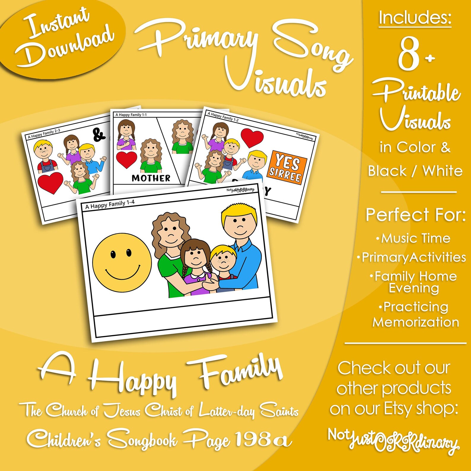 A Happy Family Song Visuals, LDS Primary Singing Time Pictures ...