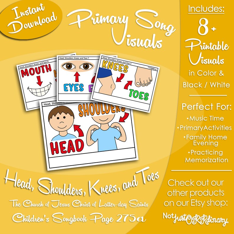 Head, Shoulders, Knees, and Toes Song Visuals, Latter-day Saint LDS ...