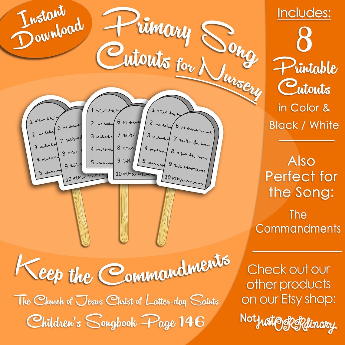 Keep the Commandments Song Cutouts for NURSERY Latter-day - Etsy