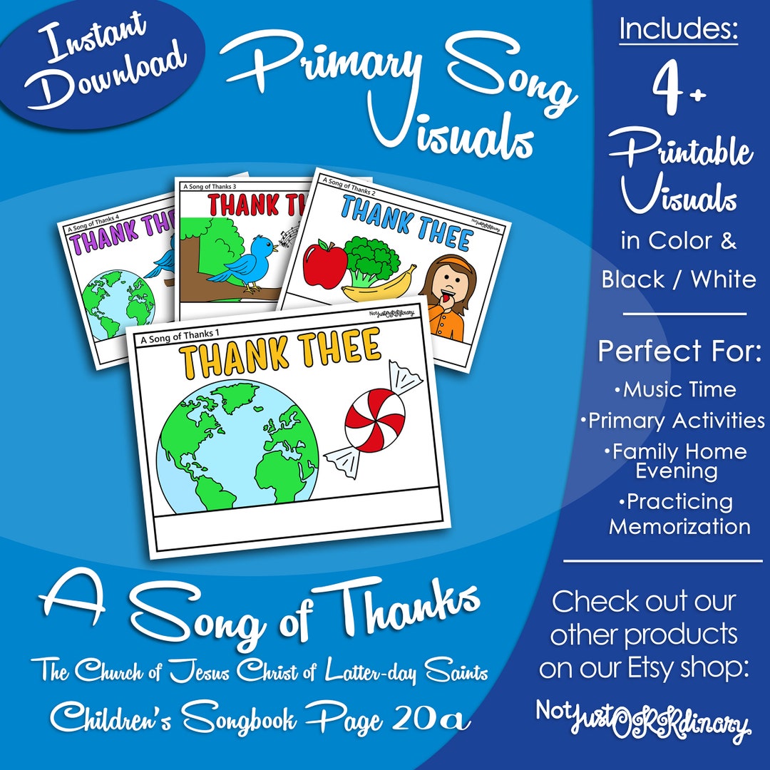 A Song of Thanks Song Visuals, Latter-day Saint LDS Primary Singing ...