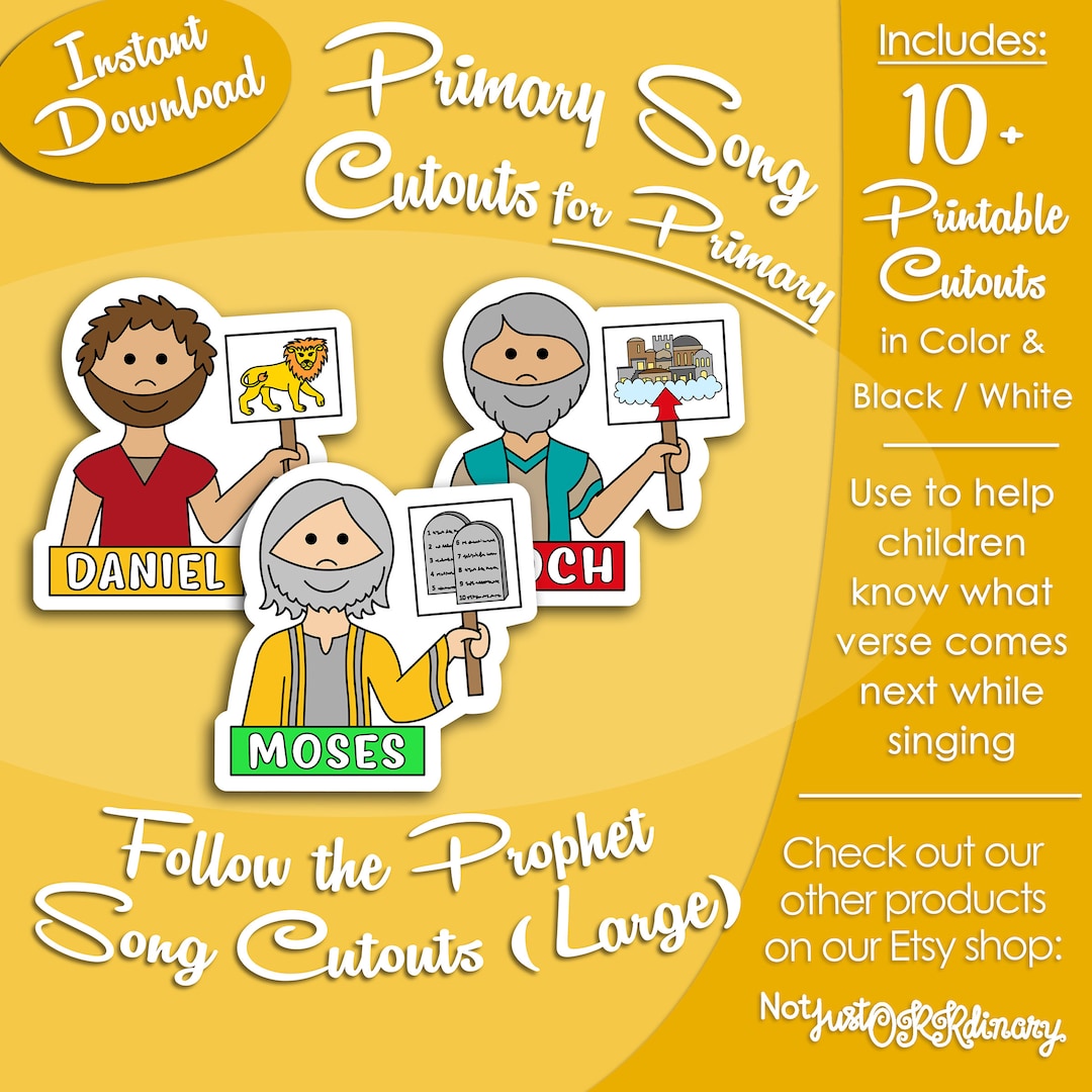 Follow the Prophet Song Cutouts (LARGE) for PRIMARY, Latter-day Saint ...