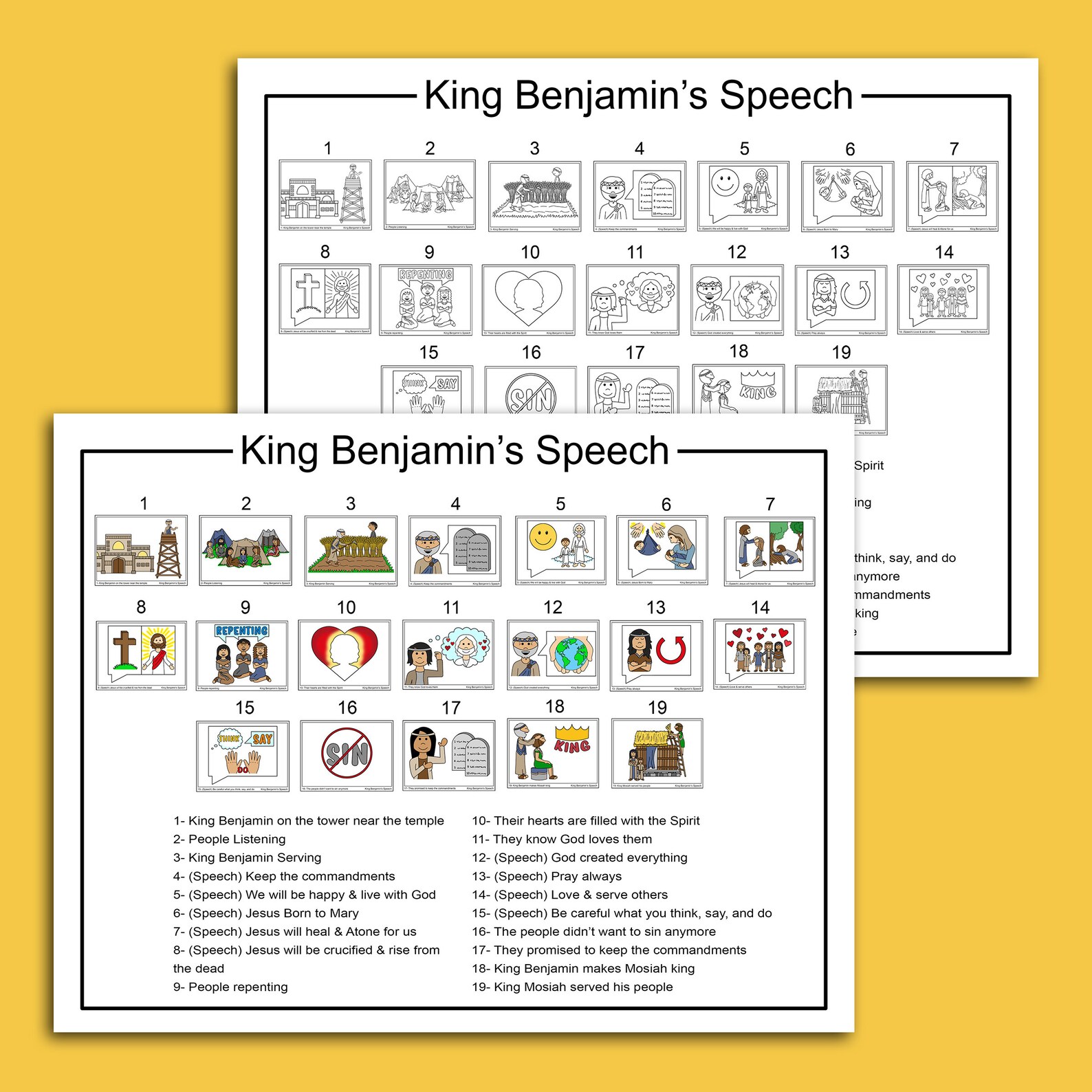 King Benjamin's Speech Story Cards, Latter-day Saint LDS Primary Story ...