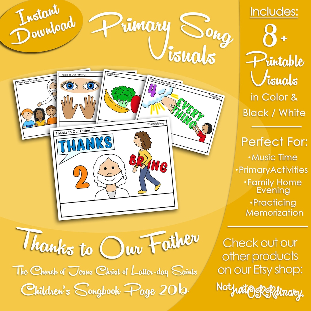 Thanks to Our Father Song Visuals, Latter-day Saint LDS Primary Singing ...