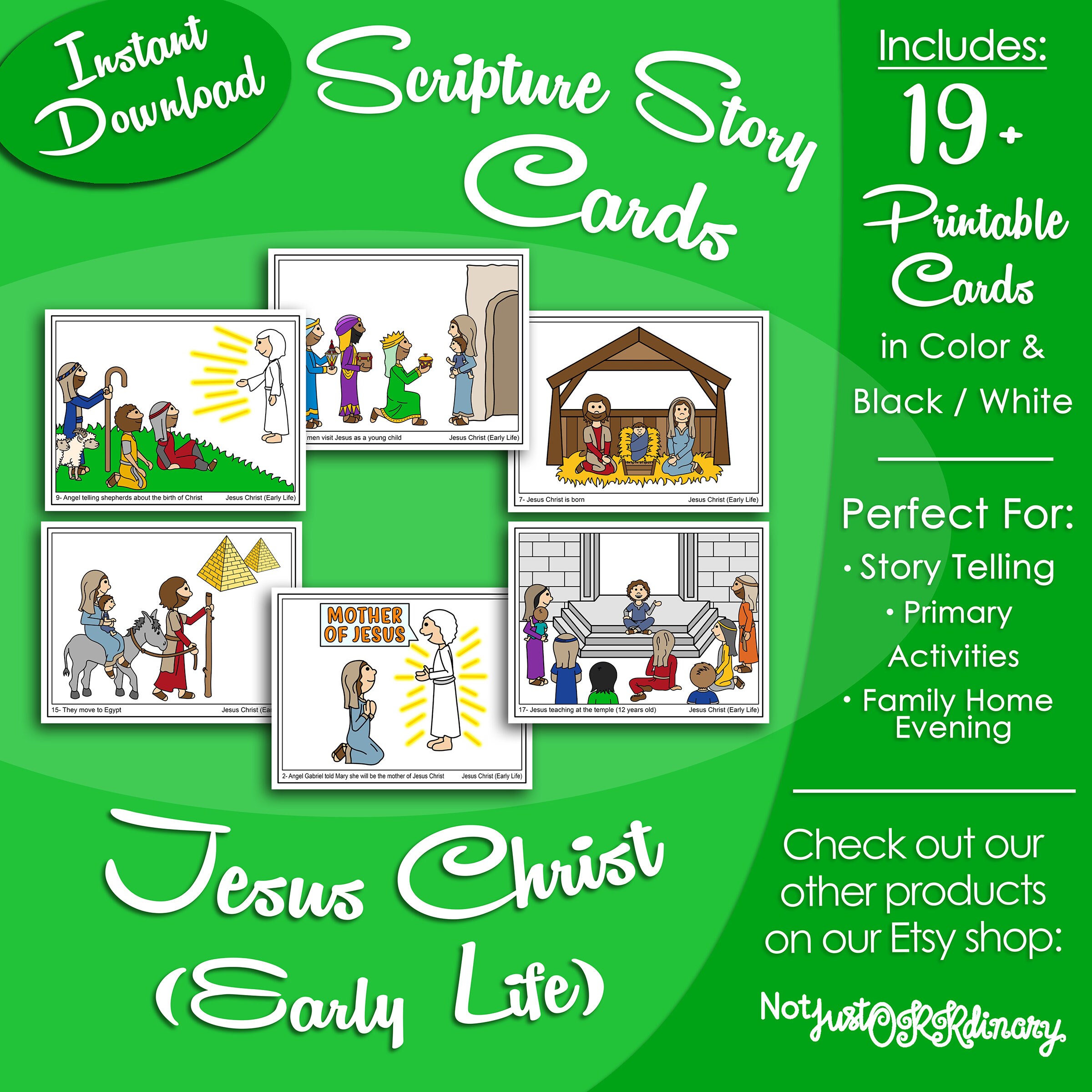 Jesus Christ (early Life) Story Cards, Latter-day Saint LDS Primary ...