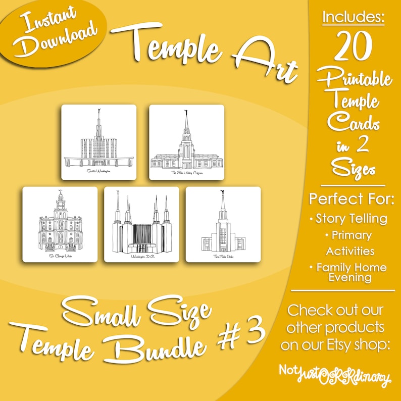 Small Size LDS Temple Bundle #3- LDS Latter-day Saint, Card Art Print ...