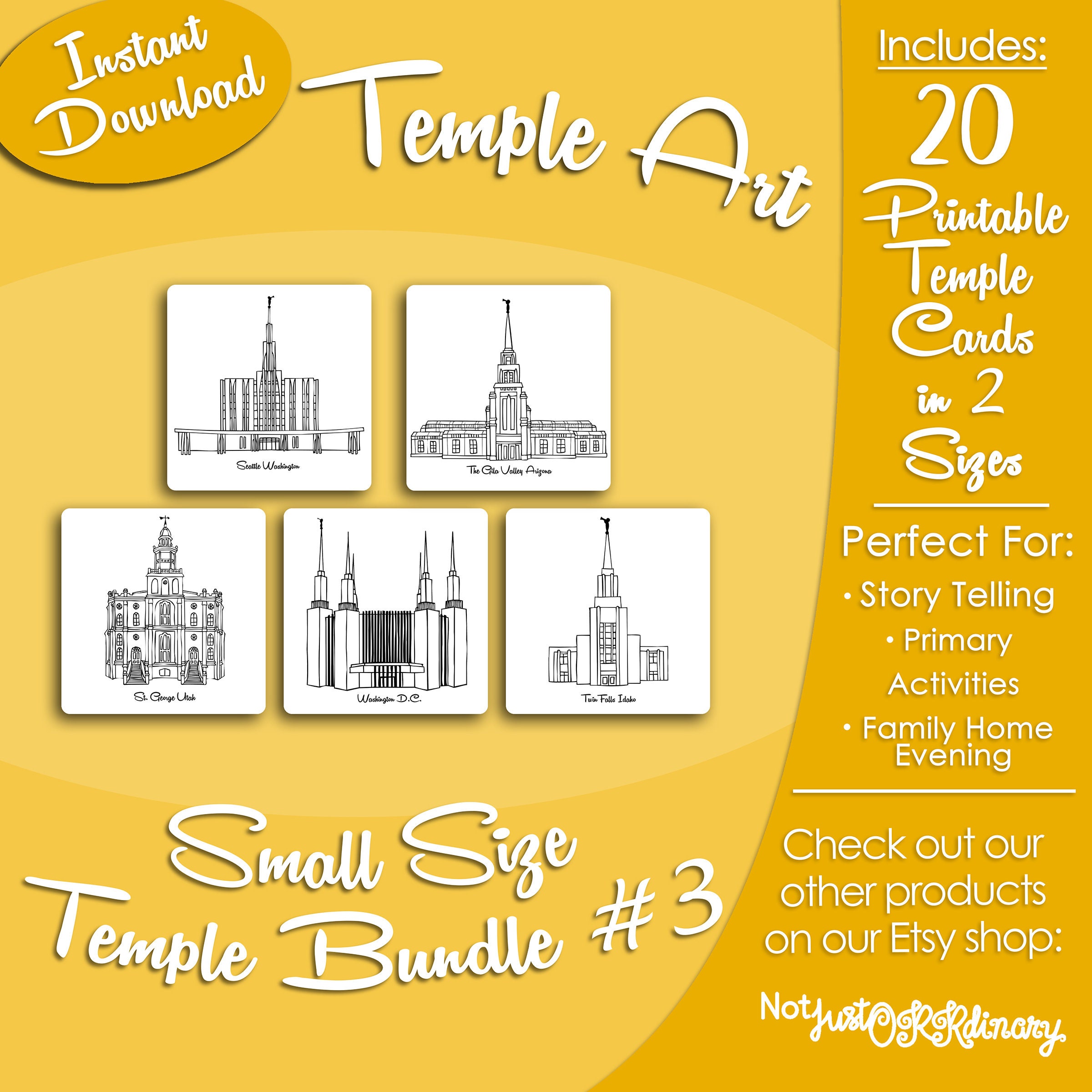 Small Size LDS Temple Bundle #3- LDS Latter-day Saint, Card Art Print ...