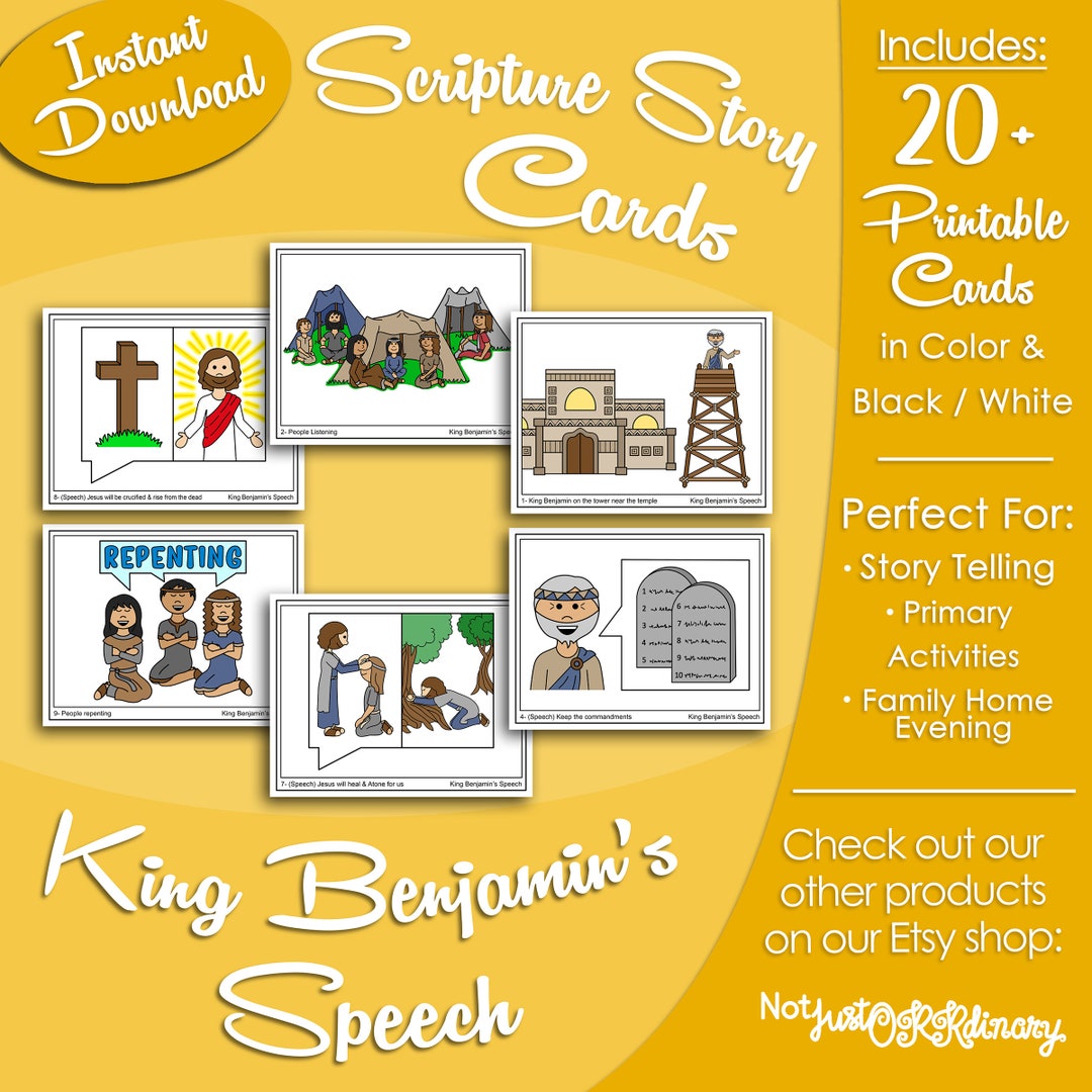 King Benjamin's Speech Story Cards, Latter-day Saint LDS Primary Story ...