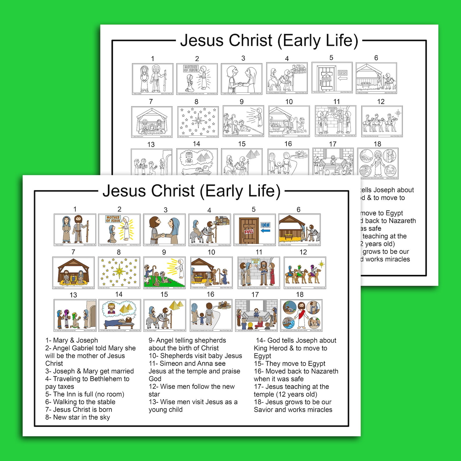 Jesus Christ early Life Story Cards, Latter-day Saint LDS Primary Story ...