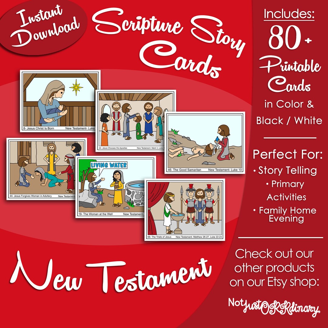 New Testament Scripture Story Cards, Bible Stories, Scripture Pictures ...