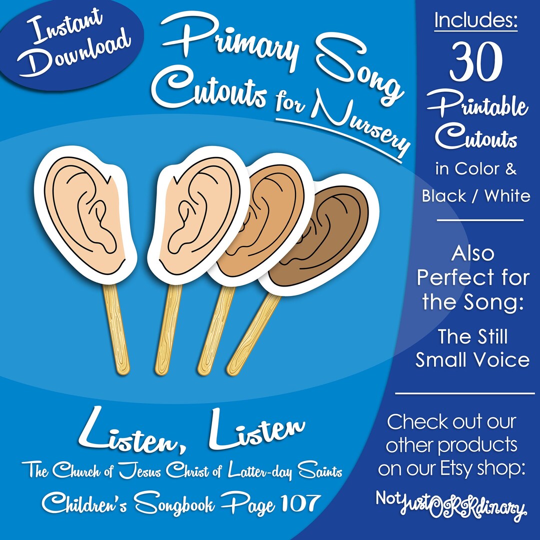 Listen Listen Song Cutouts for NURSERY Latter-day Saint LDS - Etsy