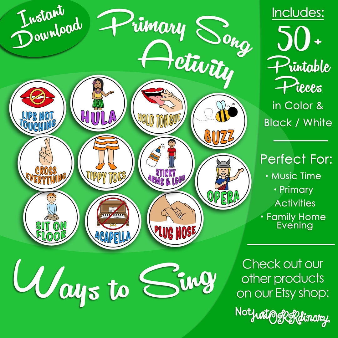 Ways to Sing Cards, Latter-day Saint LDS Primary Singing Time Activity ...