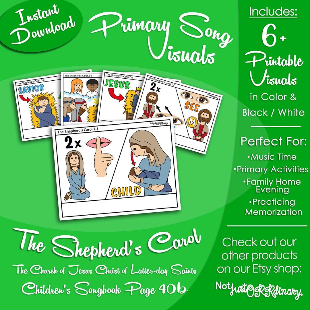 The Shepherd’s Carol Song Visuals, LDS Primary Singing Time Pictures ...