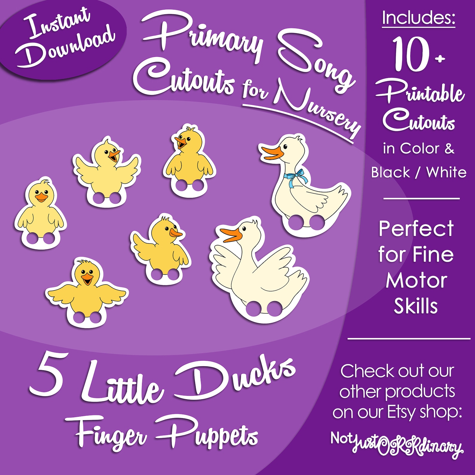 5 Little Ducks Finger Puppets, Song Cutouts for NURSERY, Latter-day ...