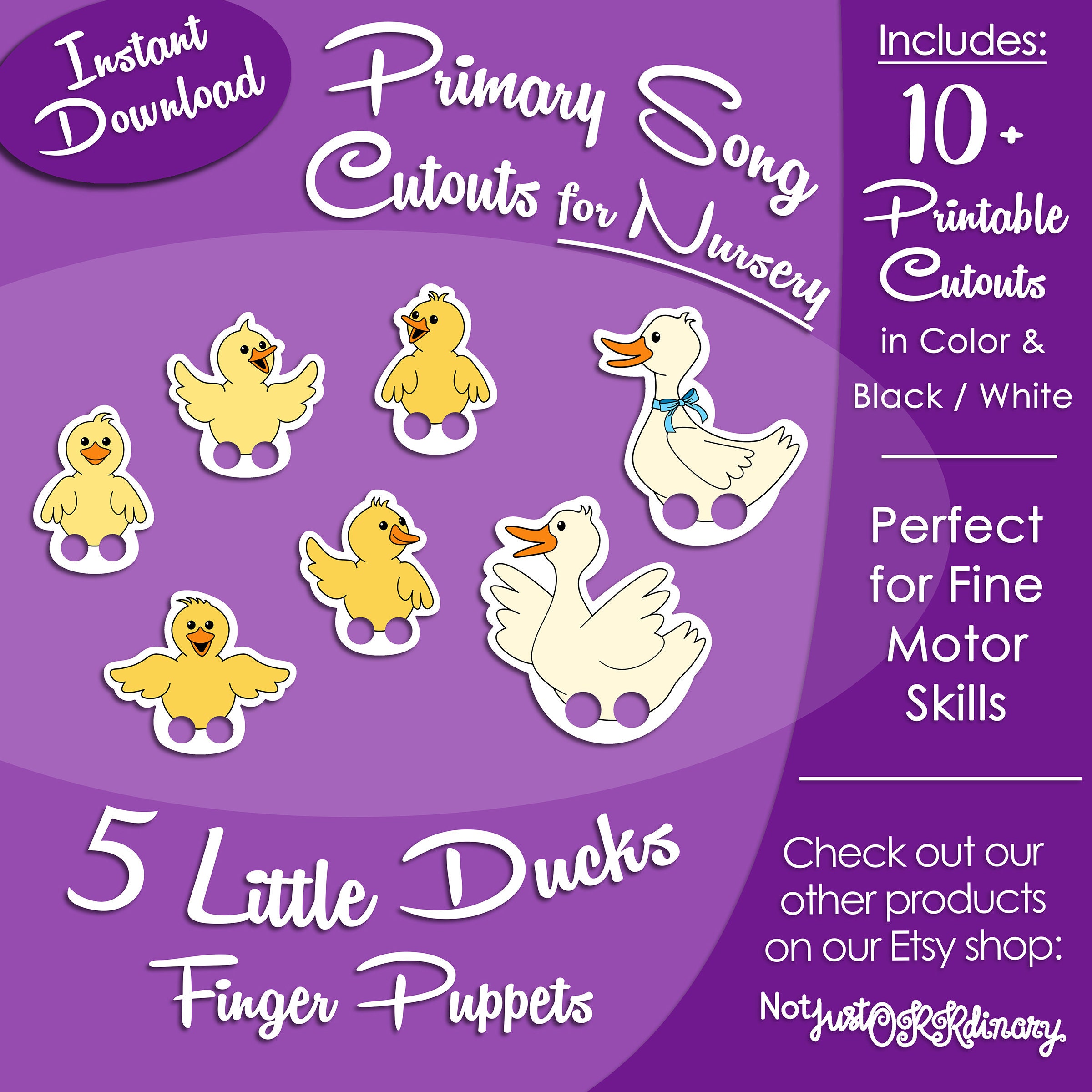 5 Little Ducks Finger Puppets, Song Cutouts for NURSERY, Latter-day ...
