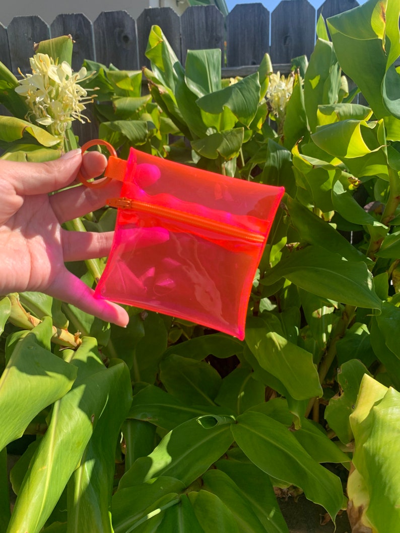 Neon Pink Classic Blue Transparent Vinyl Coin Cash Zipper Bag Pouch - Etsy