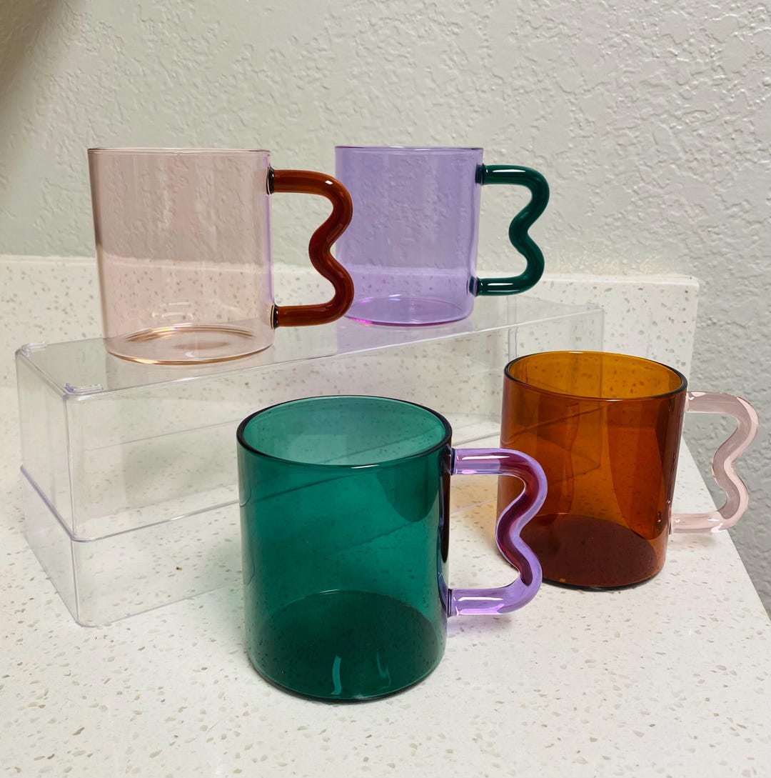 Squiggle Wavy Retro Handle Multi Color Borosilicate Glass Clear ...