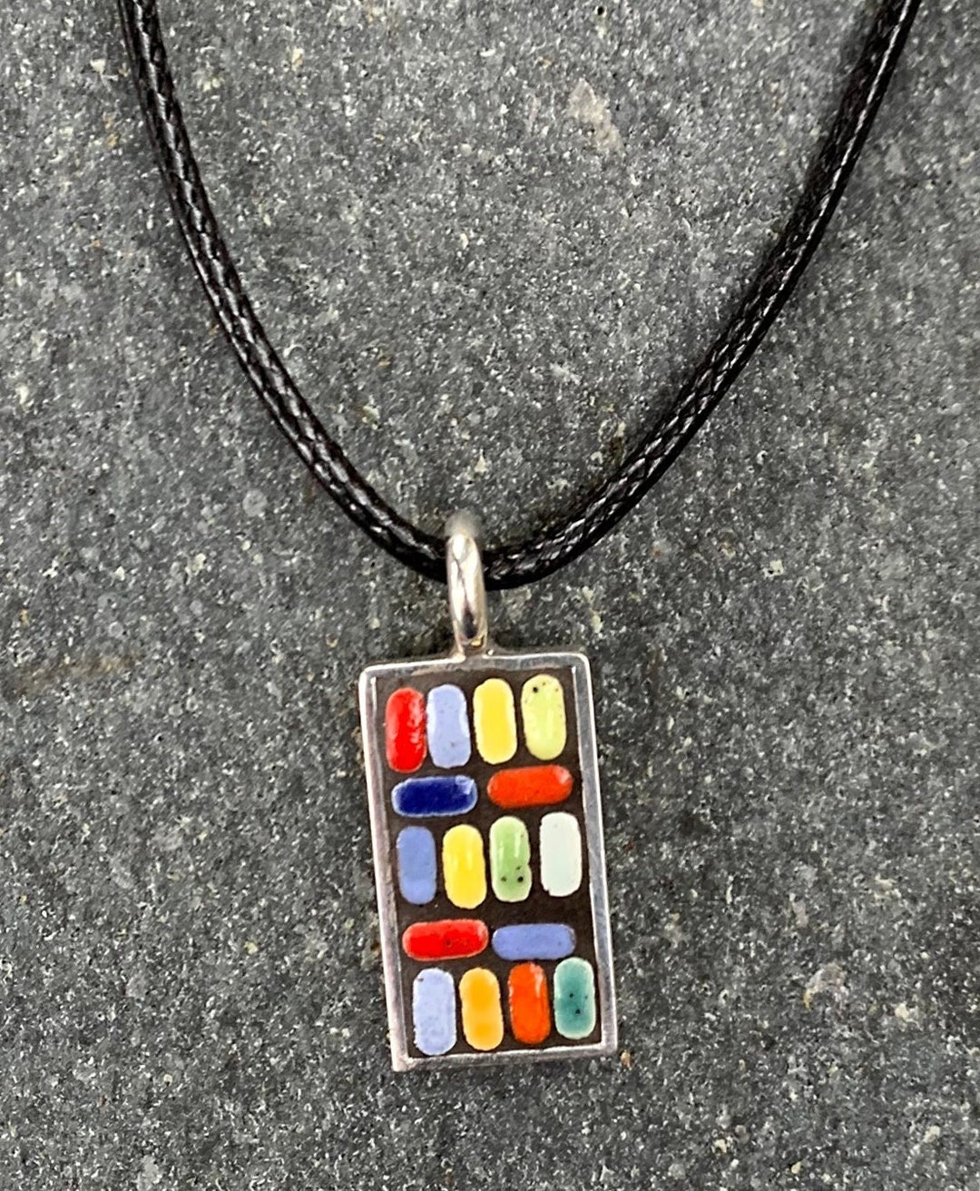 Mosaic Tile Pendant / Necklace With Multi-colored Ceramic Tiles in a ...