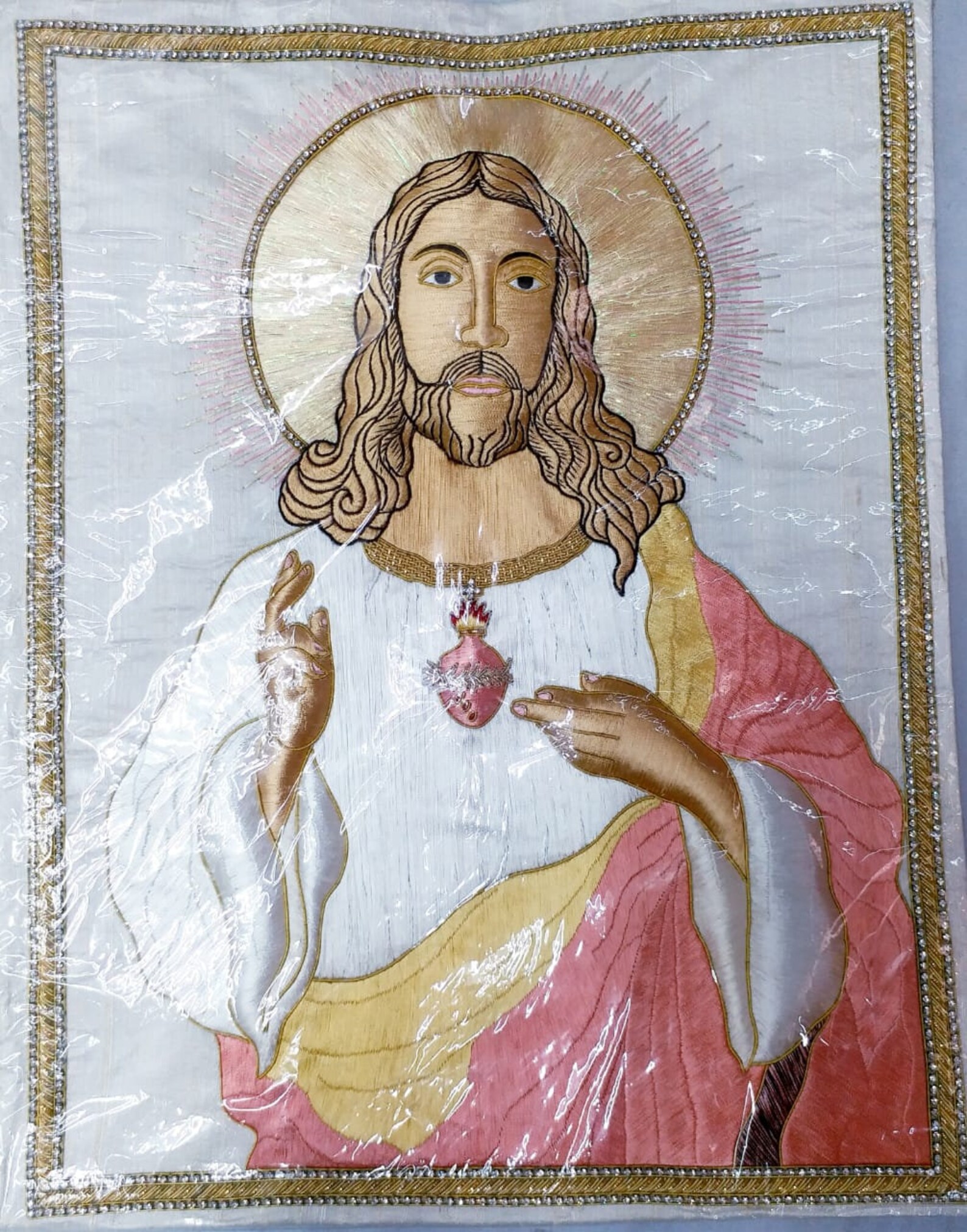 Handmade Portrait of Saint Jesus Christ Embroidered With Beautiful ...